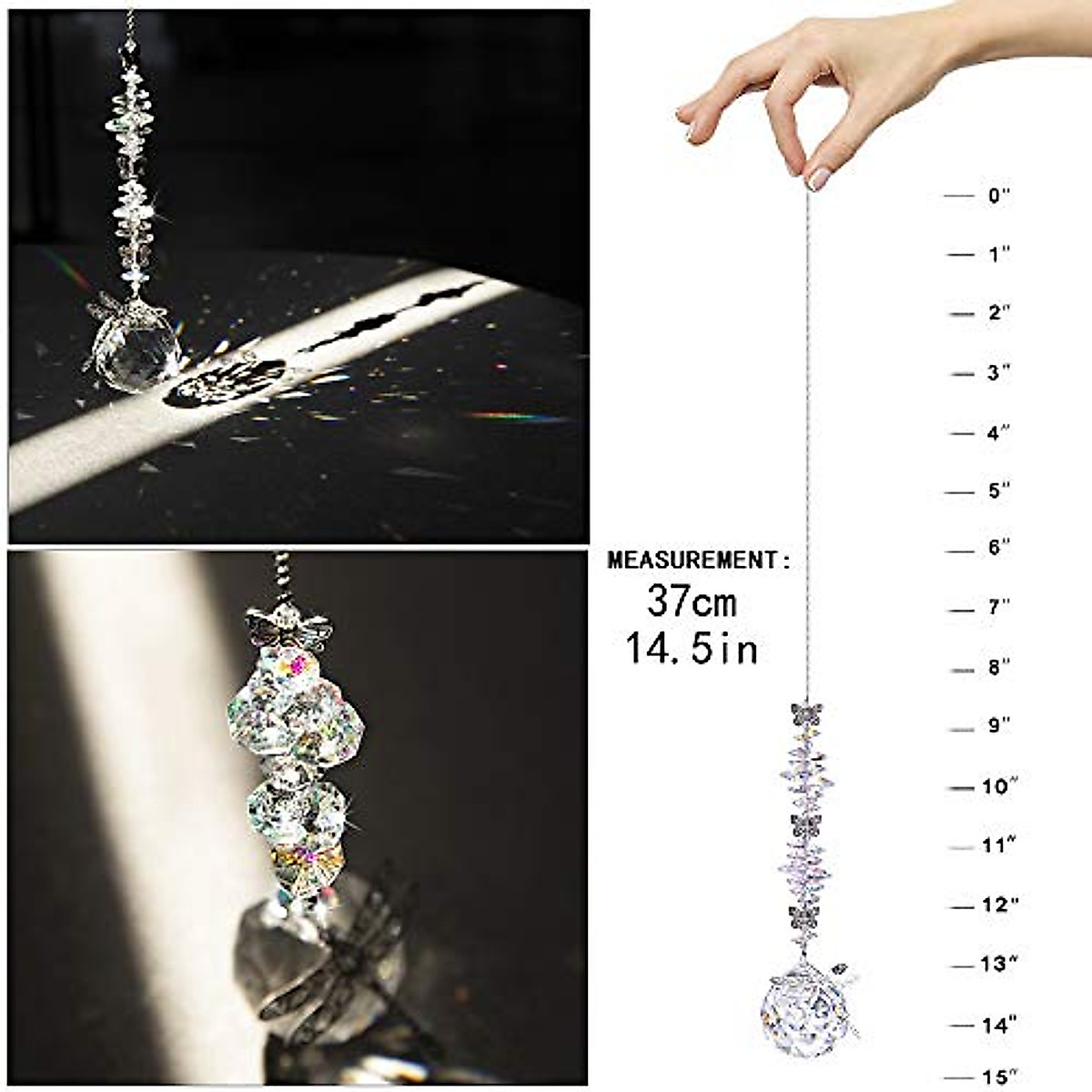 Hanging Sun Catchers with Crystals Butterfly Dragonfly Decor Window Garden Crystal Prism Rainbow Maker Suncatcher