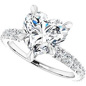 Moissanite World Dainty Intersecting Engagement Ring, Heart Cut 3.00CT, Colorless Moissanite Ring, 925 Sterling Silver, Solitaire Engagement Ring, Wedding Ring (8)