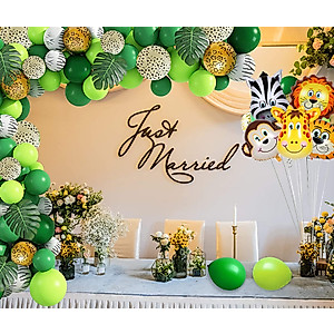 Toddler Jungle Theme Balloon Arch Kit for 1 Year Old Baby Boy Girl, Green Happy Birthday Banner Balloons Garland, Safari Shower Party Supplies Decorations - 64pcs