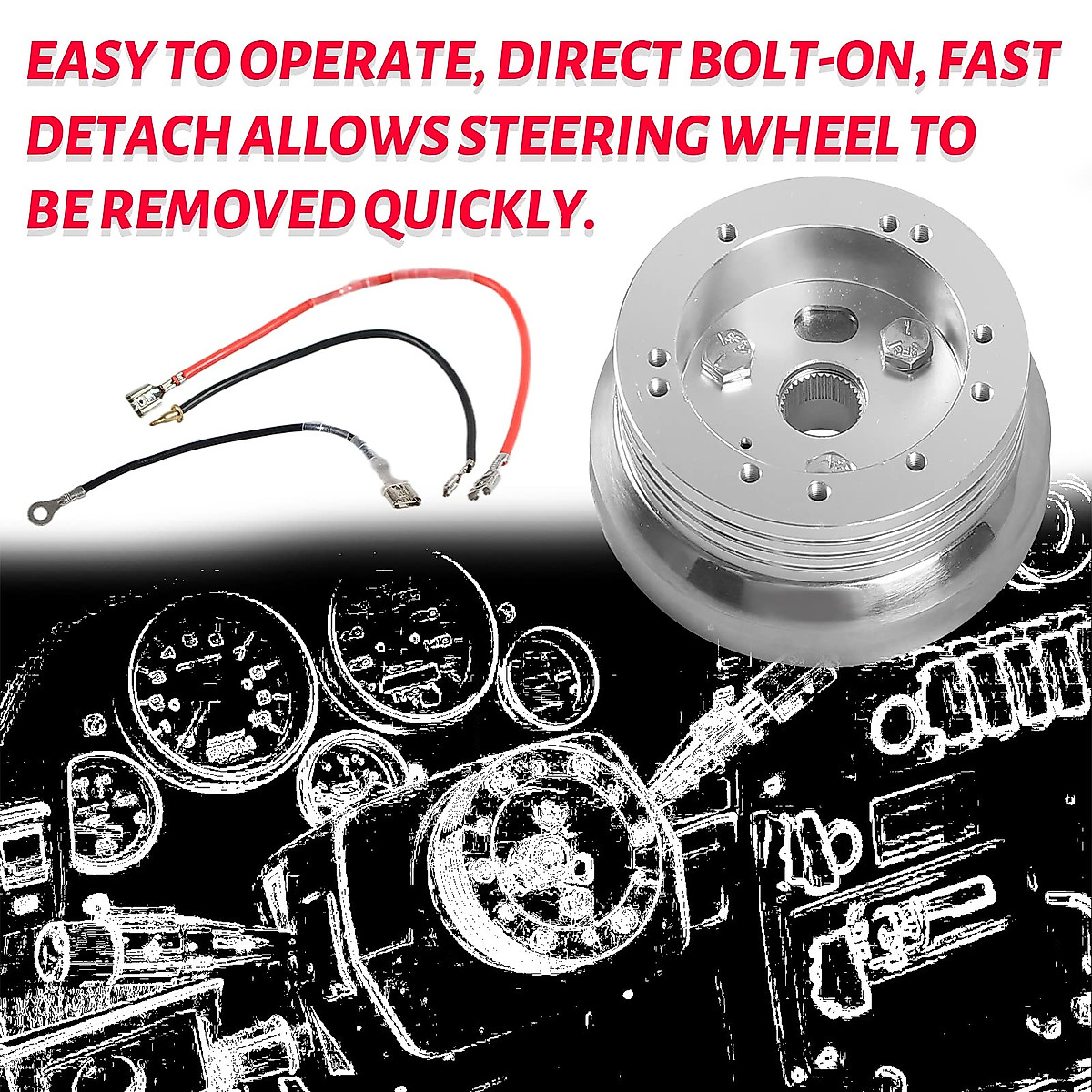 YIUIY 5 & 6 Hole Billet Steering Wheel Hub Adapter Silver