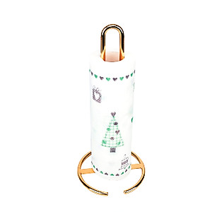 Winmien Simple Paper Towel Holder with Marble Base, Kitchen Standing Magnetic Paper Towel Roll Holder- for Bathroom Kitchen Countertop, Standard or Jumbo-Sized Roll Holder（Gold）