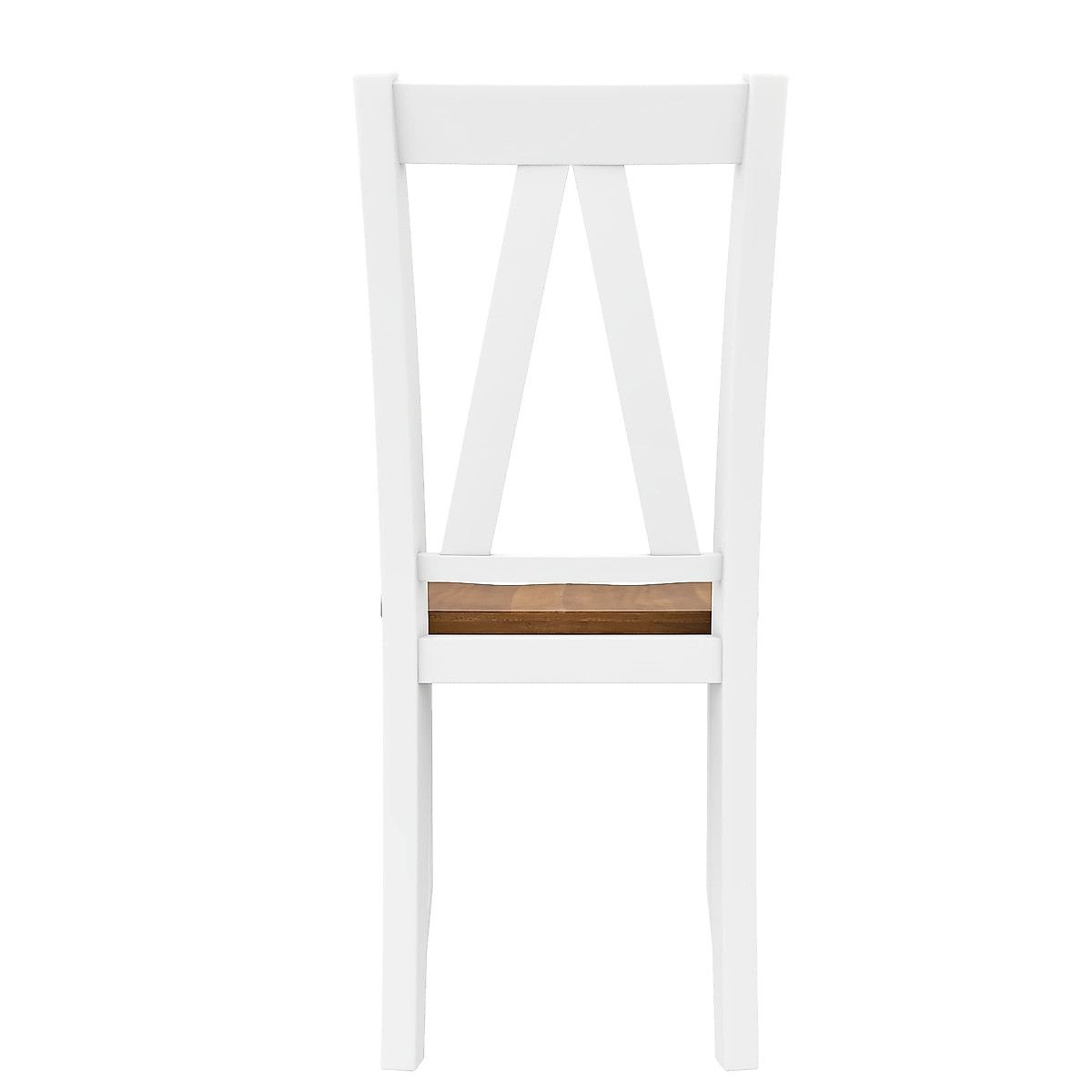 GLORHOME 6-Piece Farmhouse Style Wood Kitchen Table Set with Long Bench and 4 Dining Chairs,Walnut+White