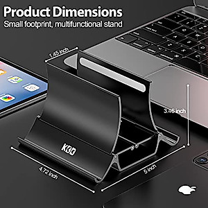 Vertical Laptop Tablet Stand, Gravity Lock Auto Shrink Desktop Notebook Holder for Desk Organizers and Storage Compatible with MacBook Air Pro Samsung, HP, Dell, Microsoft Surface and Gaming Laptops