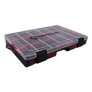 Evolution Outdoor 3600 Drift Series Fishing Tackle Tray – Red, Colored Tackle Box Organizer with Removable Compartments, Clear Lid, 2 Latch Closure, Utility Box Storage