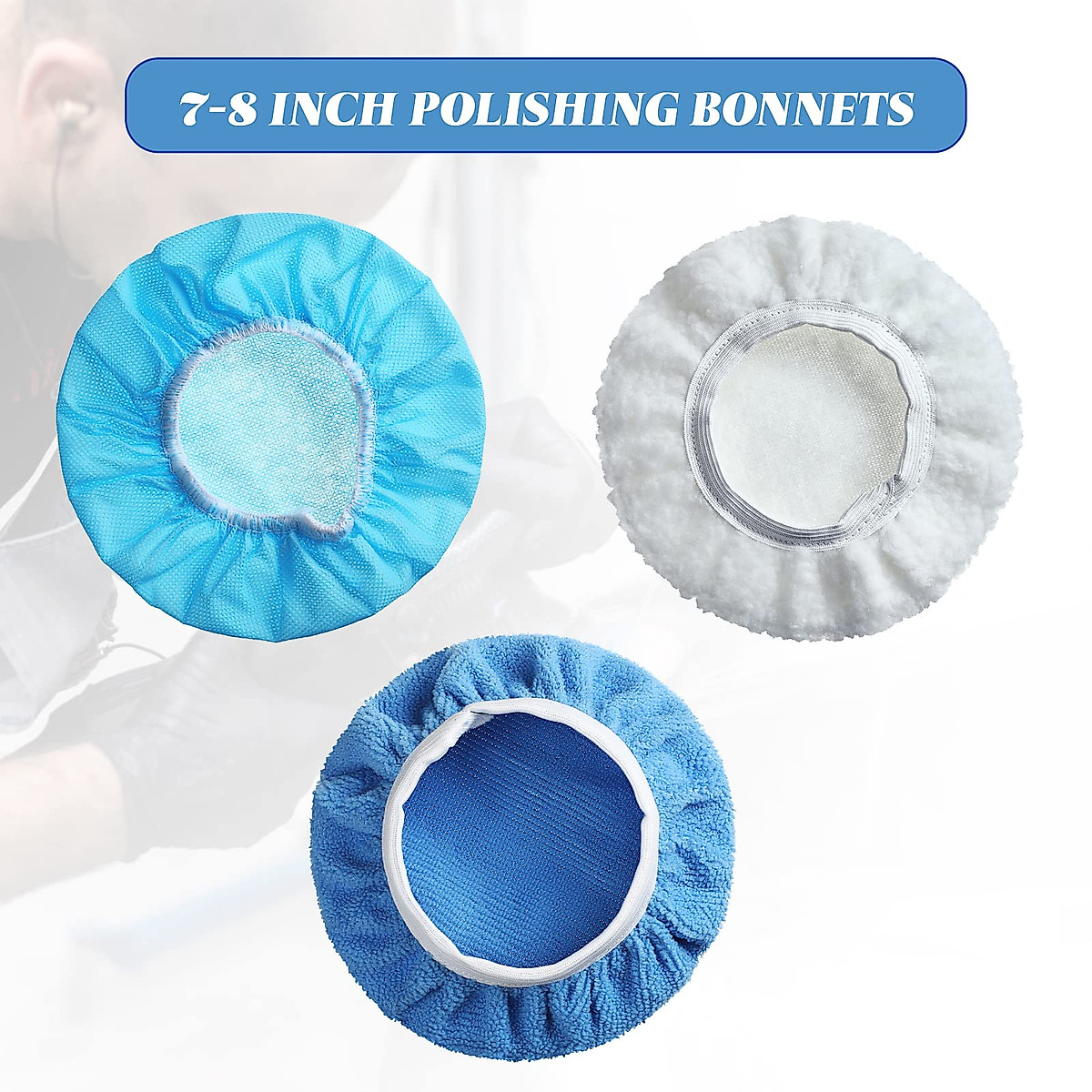20 Pieces Car Orbital Buffer Polisher Pad Bonnet Microfiber Max Baxer Bonnet Polishing Bonnet Buffing Pad Cover (7-8 Inches)