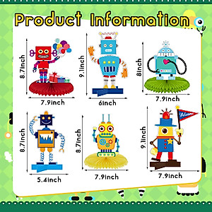 12 Pieces Robot Birthday Party Supplies Robot Party Honeycomb Centerpieces Robot Party Decorations Robot Party Table Topper for Baby Shower Decorations for Kids Birthday Party Supplies
