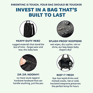 Nurse Laurie Baby Diaper Bag - Unisex Toddler Travel Bag for Maternity and Essentials - Multifunction and Insulated Pockets - Black