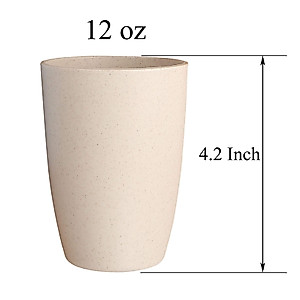 LuckyZone Wheat Straw Unbreakable Cup (12 oz) - Reusable Drinking Glasses Set of 5 - Dishwasher Safe - BPA Free & Eco-Friendly(Beige)