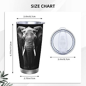 Groamaup 20oz Elephant Stainless Steel Insulated Tumbler with Lid and 3pcs Straw Sets, African Car Cup for Cold and Hot Drinks, Coffee Mug for Travel Office and Home Use
