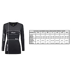 Natural Uniforms Women's V-Neck Long Sleeve Under Scrub Stretch T-Shirt - Multi Pack of 5 (Medium, 5 Pack- Black)