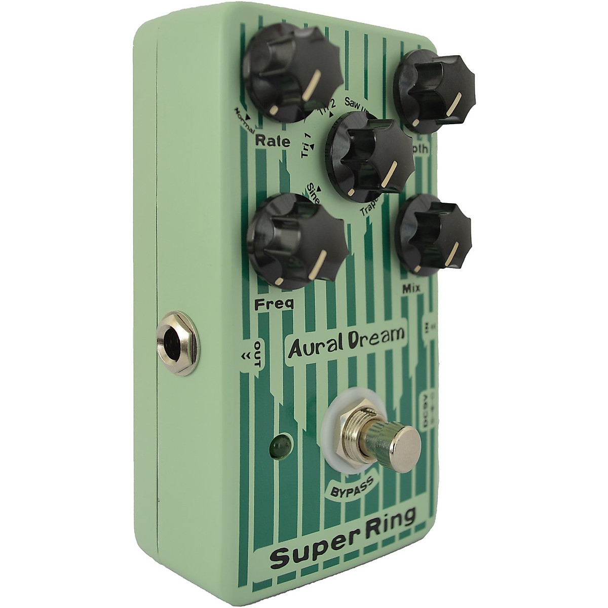 Aural Dream Super Ring Guitar Effect Pedal provides 2 ring modes and 6 modulation waveforms through adjusting Rate and fluctuating Depth to simulate Tubular Bell,Chime and Bells,True Bypass