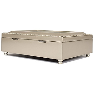 Cottage Garden Confirmation May You Know Peace Silvertone Rope Trim Jewelry Music Box Plays Amazing Grace