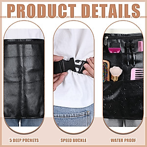 Hair Stylist Waist Bag, Waist Length Waterproof Hair Stylist Apron with 5 Pockets PU Leather Hipster Salon Belt Shears Pouch for Hair Cutting Clippers, Combs, Salon Tools, Makeup Tools
