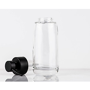 15oz Clear Glass Foaming Hand Soap Dispenser Bottle with Matte Black Metal Pump - Refillable & Modern Farmhouse Style - for Kitchen & Bathroom Countertops; Hand Soap, Foaming Soap