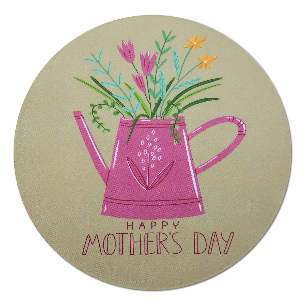 Novel Merk Mother~'s Day Refrigerator Magnets, Small Circle Flowers in Watering Can Design for Fridge, Gifts, Decor, & Party Favors (10 Pack), Pink, Green, Yellow, 3 Inch