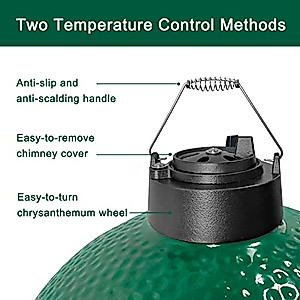 Quantfire Cast Iron Cap for Big Green Egg Dual Function Metal Top, Daisy Wheel Chimney Cap for M/L/XL/XXL Big Green Egg Accessories Replacement