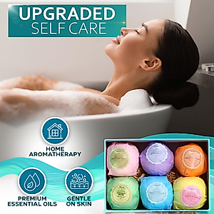 Bath Bombs Ultra Lux Gift Set - 6 XXL Fizzies with Natural Dead Sea Salt Cocoa and Shea Essential Oils - Best Gift Idea for Birthday, Mom, Girl, Him, Kids - Add to Bath Basket