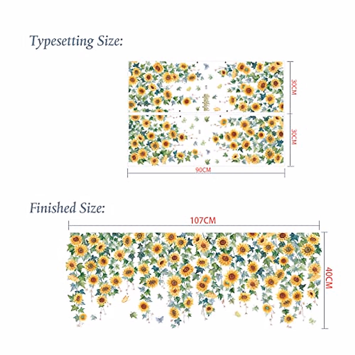 Sunflower Wall Sticker Flower Vines Hanging Wall Decal Green Leaves Floral Wall Art for Bedroom Bathoom Kids Wall Decor