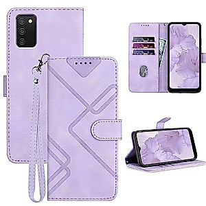 A03s Case Wallet,for Samsung Galaxy A03s Phone Case,Card Holder Leather Kick-stand Flip Cases Protector,Wrist Strap,Magnetic Closure,Shockproof Protective Cover for Galaxy A03s(US Version) (Purple)