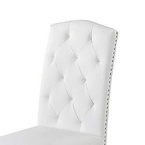 Dining Chairs Set of 2 PU Dining Chair, Leisure Chairs with Solid Wood Legs, Living Room Chairs, Cream White, 18.5" W x 19.5" D x 40.5" H