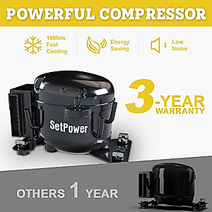 SetPower RV45S Single Zone Portable Refrigerator, 12 Volt Fridge Freezer for Home and Car Use, Ideal for Traveling, Camping, Road Trip, 0℉-50℉, DC 12/24V, AC 110V (48 Quart)