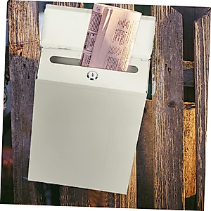 Generic Iron Letter Container Home Mailbox Wall Mounted Security Mailbox Letter Box High Capacity Mailbox White/Red Post Box, 30x23cm (M2Y1732K17H2GFY)