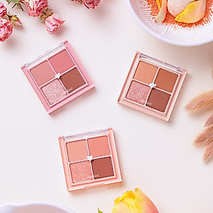 rom&nd Better than Eyes 4 Color Mini Palette, 01 Dry Mango Tulip, Eye Shadow Palette, Daily Natural Shades, Blendable, Rich Colors, Velvety Texture, Matte & Shimmer, High Pigmented, Long Lasting