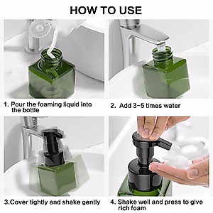 Herb Life 2 PCS Foaming Soap Dispenser, Refillable Foam Liquid Hand Soap Empty Plastic Pump Bottle Container for Bathroom Vanities, Kitchen Sink, Hospital, Clinic (17oz)