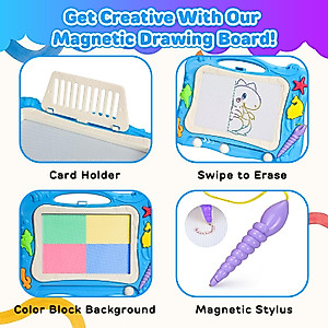 TOY Life Magnetic Drawing Board for Toddlers 1-3 Magnetic Doodle Board for Toddlers Drawing Table for Kids with Toy Building Blocks Doodle Board for Toys for Kids Xmas for Toddlers