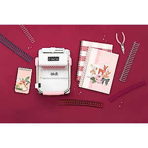 We R Memory Keepers, Cinch Book Binding Machine 2, Pink/White, Easy to Use Design with Slide Ruler, Compatible with Wire or Spiral Coils, Make Professional Books, Notebooks, Calendars and More