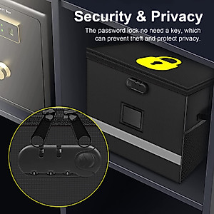 Grarg File Box with Lock, Fireproof Filing Box Document Storage Organizer for Hanging Letter/Legal File Folder, Portable File Cabinet with Handle for Home Office