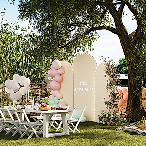 CANKOO Set of 3 Wedding Arch Backdrop Cover, Spandex Fitted Arch Cover for Round Top Chiara Backdrop Stand, Arch Backdrop Stand Cover for Birthday Party Decoration 4ft,5ft,6ft (Beige)