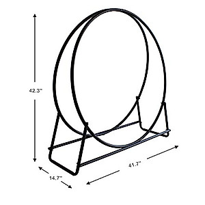 Everflying Price 40 Inch Firewood Log Hoop Rack, Round Tubular Steel Outdoor Wood Storage Holder, Black