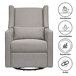 Babyletto Kiwi Electronic Power Recliner and Swivel Glider with USB Port in Performance Grey Eco-Weave, Water Repellent & Stain Resistant, Greenguard Gold and CertiPUR-US Certified