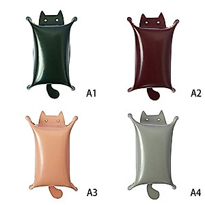 Coherny Creative Dice Cat Shape Leather Desktop Storage Tray Makeup Tray Key Coin Folding Tray Storage Box