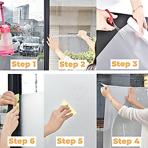 LONGYONG Window Privacy Film Frosted Glass Static Cling Window Film Non-Adhesive Frosted Window Film for Bathroom Home Office 17.5x79 Inches Pure