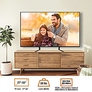 ELIVED Universal Table Top TV Stand, for Most 27 to 55 inch LCD LED Plasma Flat Screen TVs, TV Base Height Adjustable Leg Stand Holds up to 88lbs, VESA up to 800x400mm, YD1014