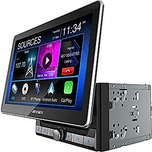 Jensen CAR8000 10.1" Extra Large Touchscreen CD/DVD Multimedia Receiver with Apple CarPlay and Android Auto l MP4 Video Playback l Built-in Bluetooth with A2DP Music Streaming and Phonebook Support