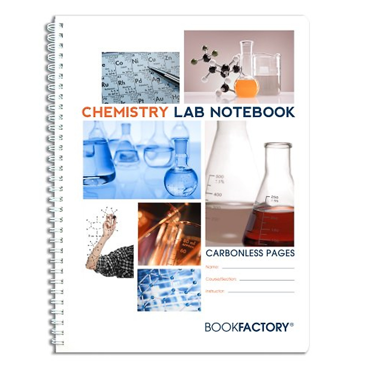 BookFactory Chemistry Lab Notebook - (8.5" X 11") - Scientific Grid Pages, Durable Translucent Cover, Wire-O - Page Size: 8" x 11" (21.6cm x 27.9cm)