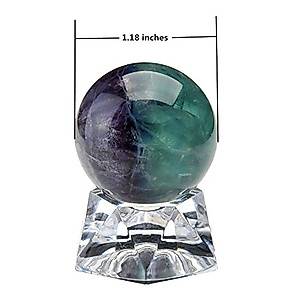 Jovivi 1.2"(30mm) Natural Fluorite Healing Crystal Ball Gemstone Sphere Divination Sculpture Figurine with Acrylic Stand for Decorative