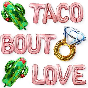Big TACO BOUT LOVE Balloons Bachelorette Party Decorations Kit - Bridal Shower Party Balloons & Supplies - Hen Party Decorations Set
