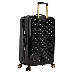 Betsey Johnson Luggage Hardside 3 Piece Set Suitcase With Spinner Wheels (20" 26" 30") (One Size, Heart to Heart Black)