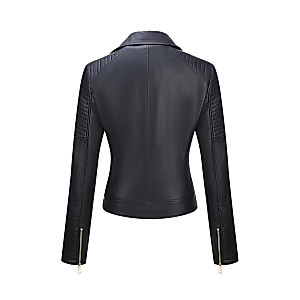 Bellivera Women's Faux Leather Jacket Motorcycle Standard Outerwear 53 Black L