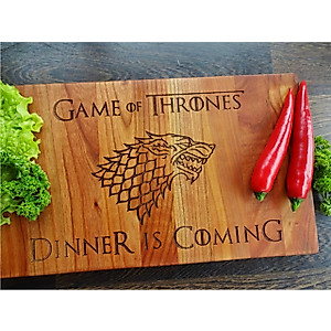 Algis Crafts | Chopping Board - DINNER IS COMING | Wedding Gifts for Couples, Anniversary Gift, First Home Gift | Handmade Birthday Gift | Laser Engraved Cutting Board