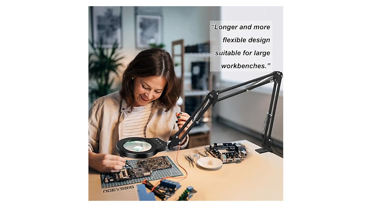 10X 5X Magnifying Glass Light Stand Swing Arm Desktop Lamp Desk Table ...