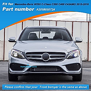 CZShiYue Front Bumper Tow Hook Cover Towing Eye Cap Fit for Mercedes-Benz W205 C-Class Sedan C300 C400 C43AMG 2015 2016 2017 2018 A2058850724 (Black, Right Passenger Side)