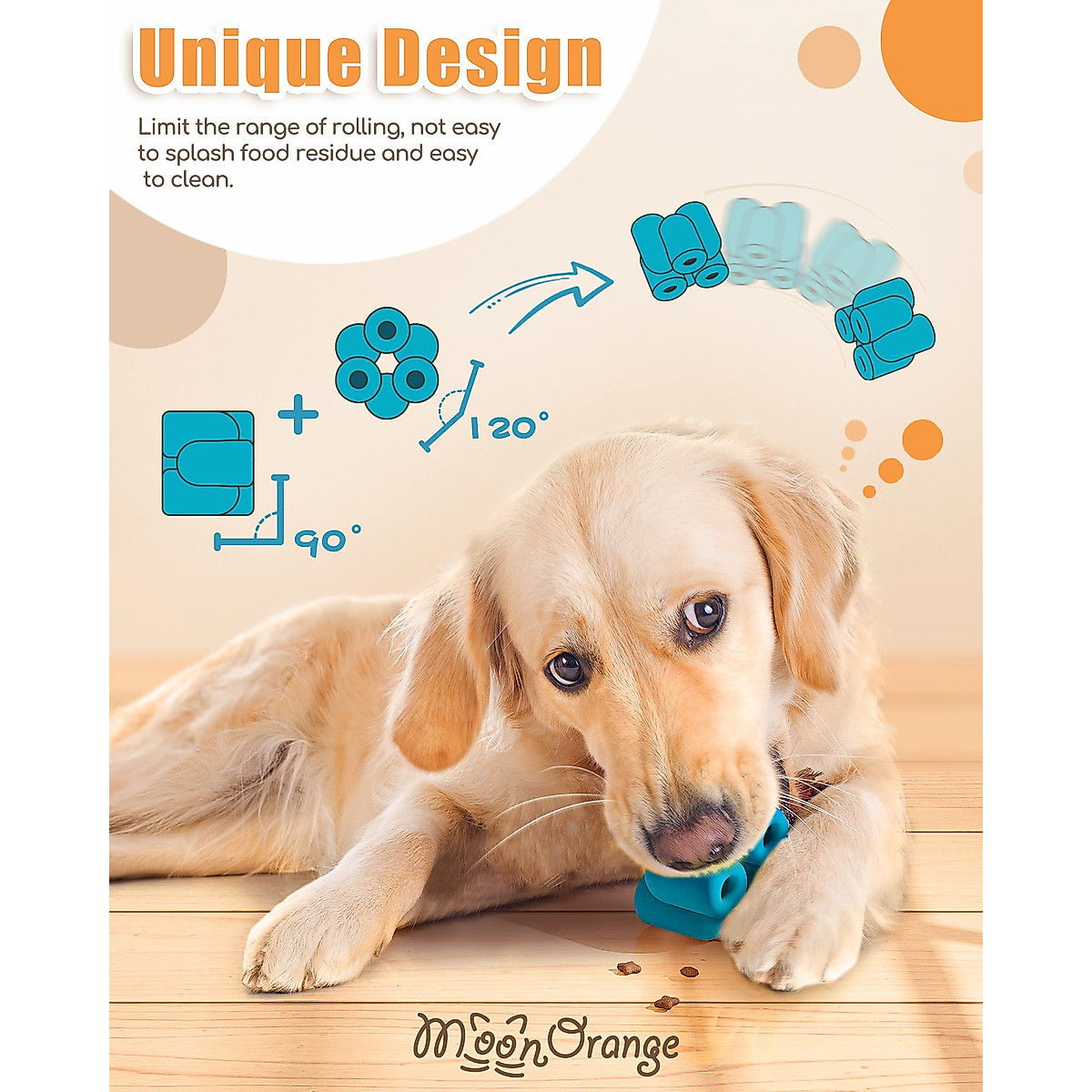 Moonorange Treat Dog Toy, Dog Chew Toys for Aggressive Chewers, Interactive Slow Feeder Dog Toys, Durable Fillable Toy Collection, Frozen Feeding Dog Toy for All Breed Sizes (Blue)