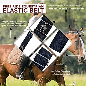 FREE RIDE EQUESTRIAN Belts, Horseback Riding Belts for Women, Stretchable And Comfortable Waist Belt (Black Sparkle with Silver Surcingle)