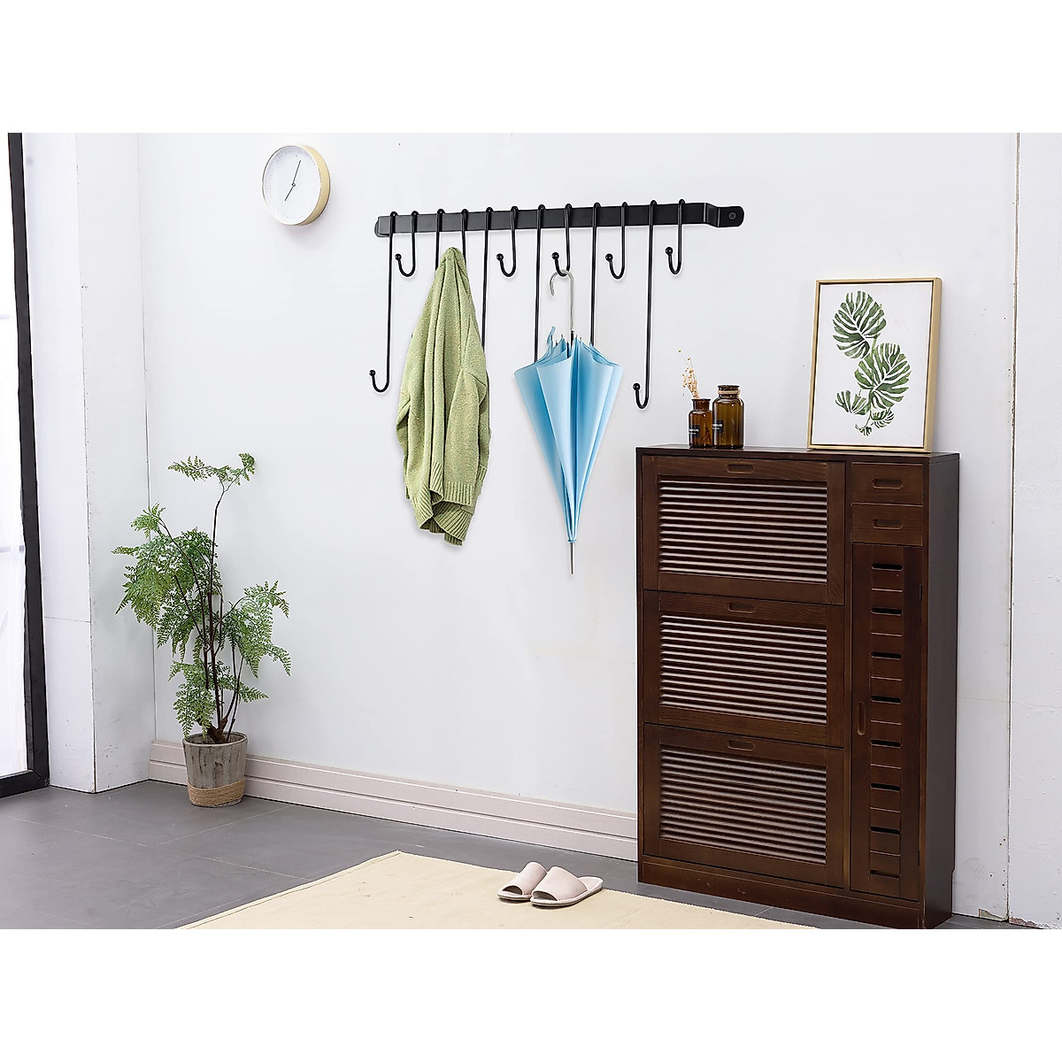 Coffee Cup Holder Wall Mounted - Coffee Cup Rack Mug Hooks (23” / 12 Hooks) in Kitchen Counter or Coffee Bar Station for Mug Display, Storage or Collections, Kitchen Utensils Hanger - Easy to Install