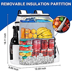 Heytrip Cooler Backpack 54 Cans Insulated Cooler Bag with Sternum Strap, Keep Freeze for 20 Hours, Waterproof & Leak-Proof Cooler with Multi-Compartments(White)